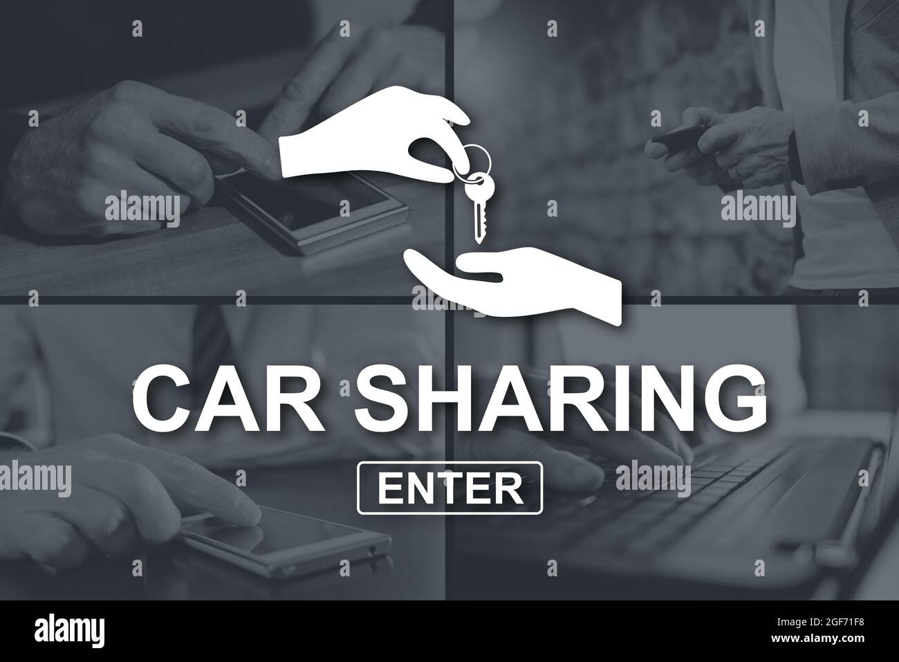 Car sharing concept illustrated by pictures on background Stock Photo ...