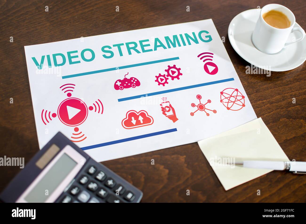 Video streaming concept on a paper placed on a desk Stock Photo - Alamy