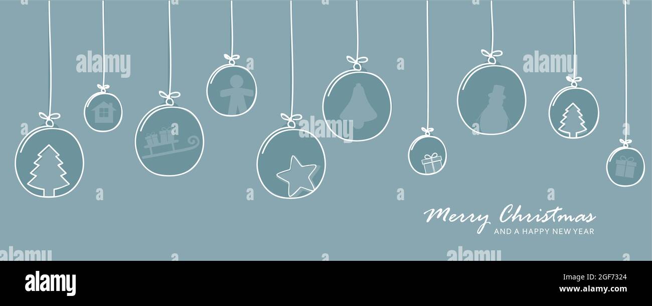 blue christmas card with tree balls decoration Stock Vector Image & Art ...