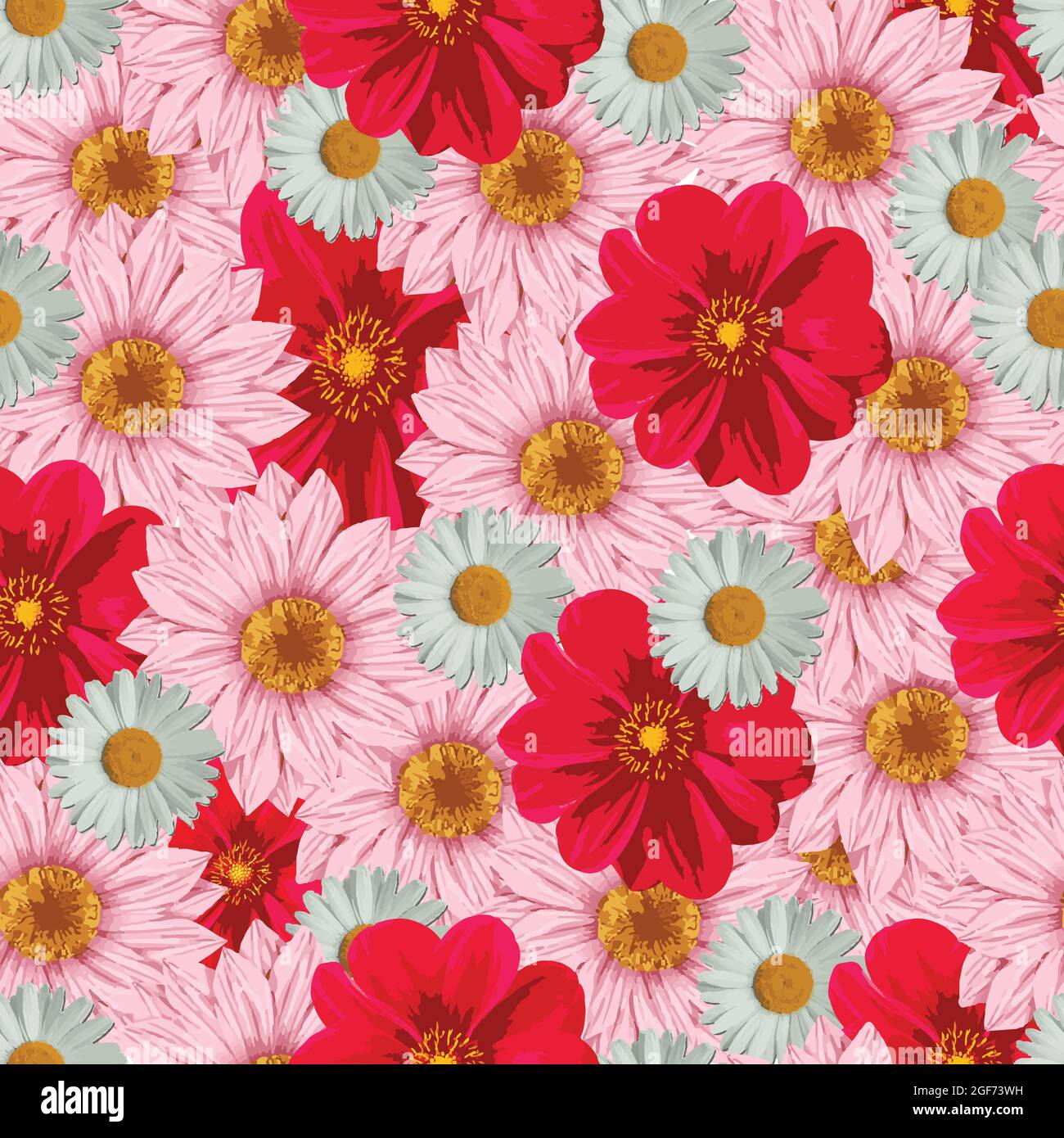 Seamless floral pattern. Repeat colorful flower background. Vector and ...