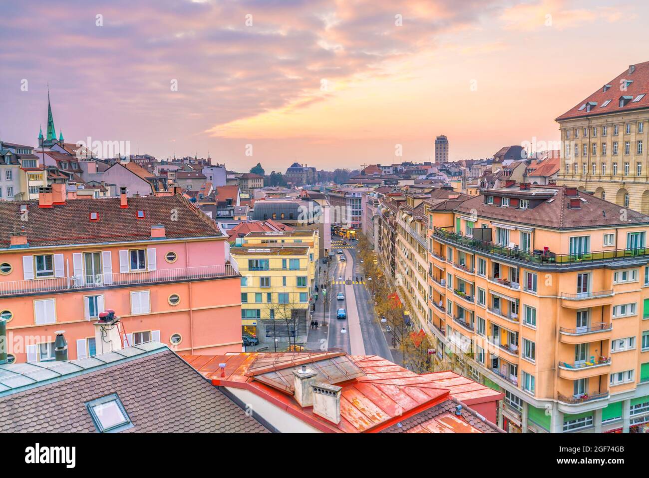 Downtown Lausanne city skyline in Switzerland at sunset Stock Photo - Alamy