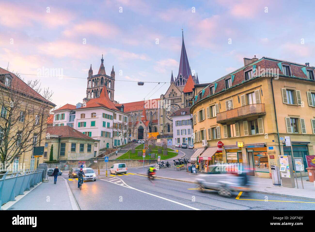 Downtown Lausanne city skyline in Switzerland at sunset Stock Photo - Alamy