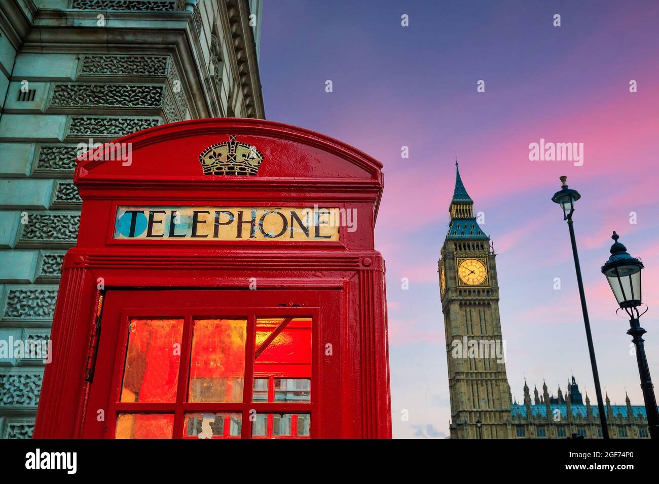 Red phone booth and Big Ben in London UK Stock Photo - Alamy