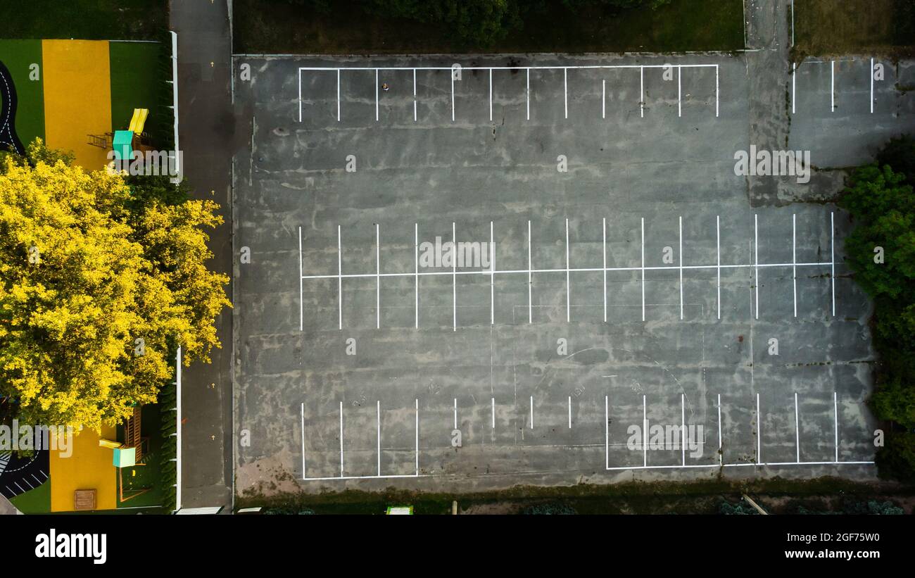 Empty parking lots, aerial view Stock Photo - Alamy