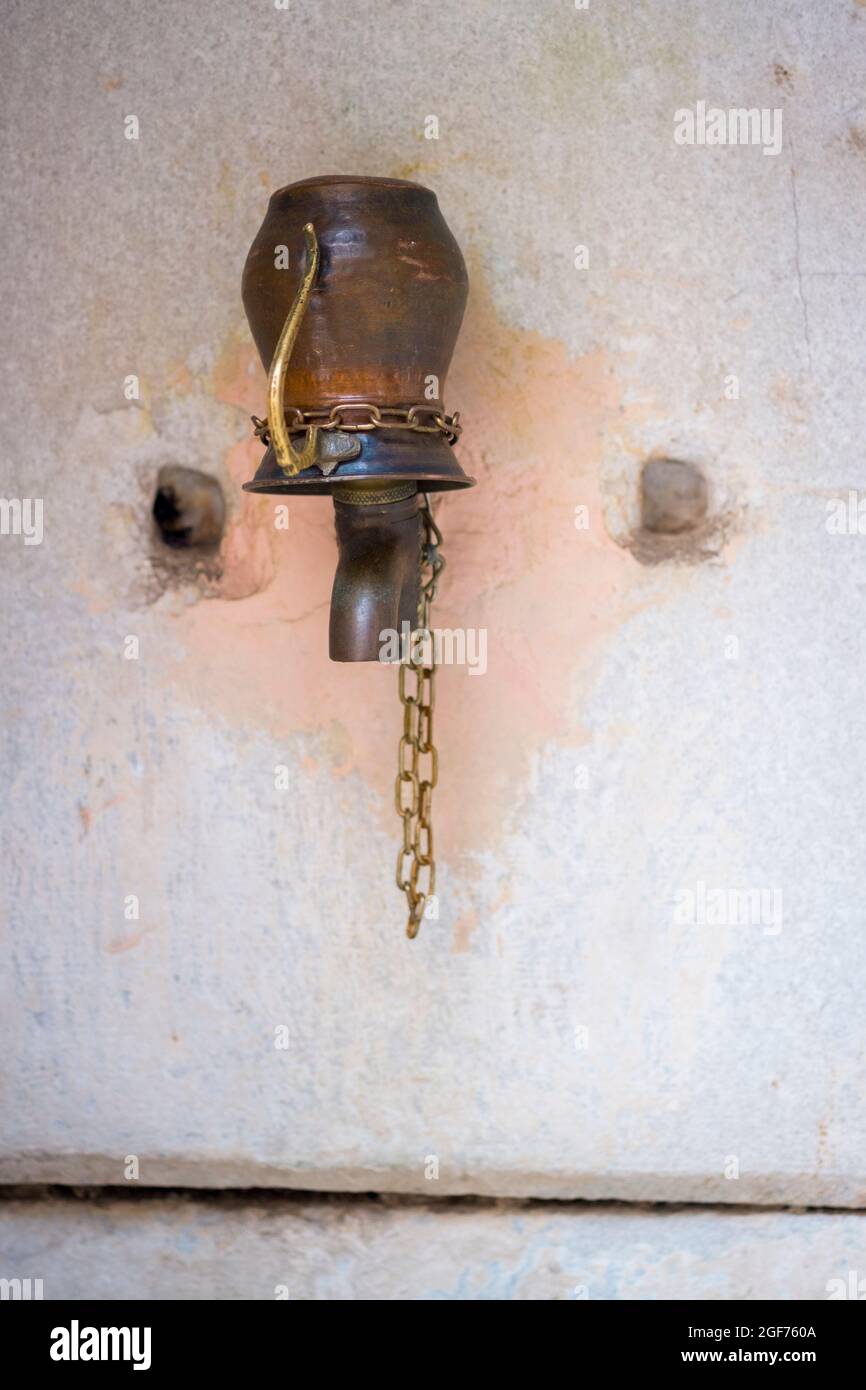 A faucet and wash basin for washing, cleansing. The interior of the ...