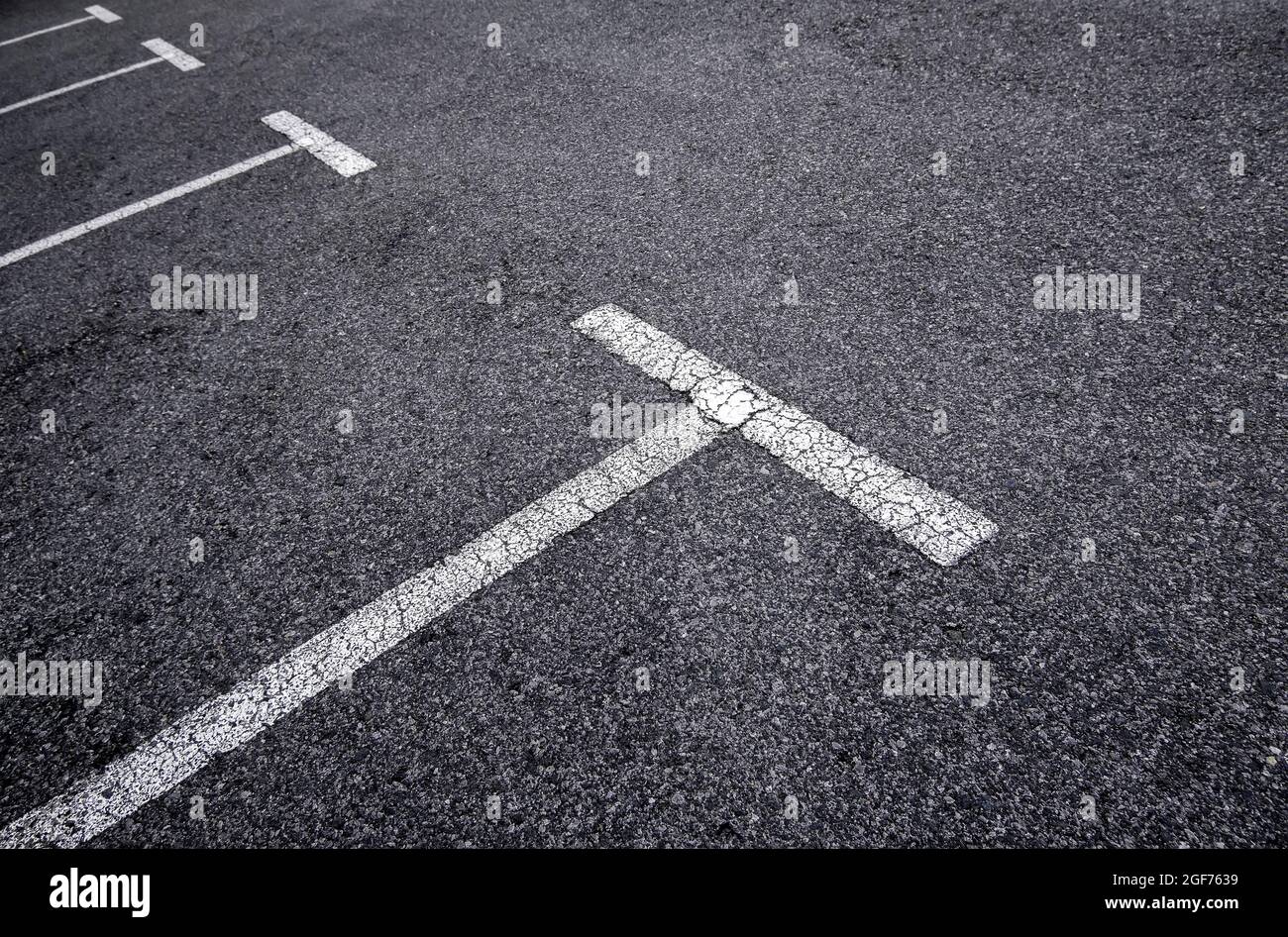 Detail of painted lines for parking cars, road signs Stock Photo - Alamy