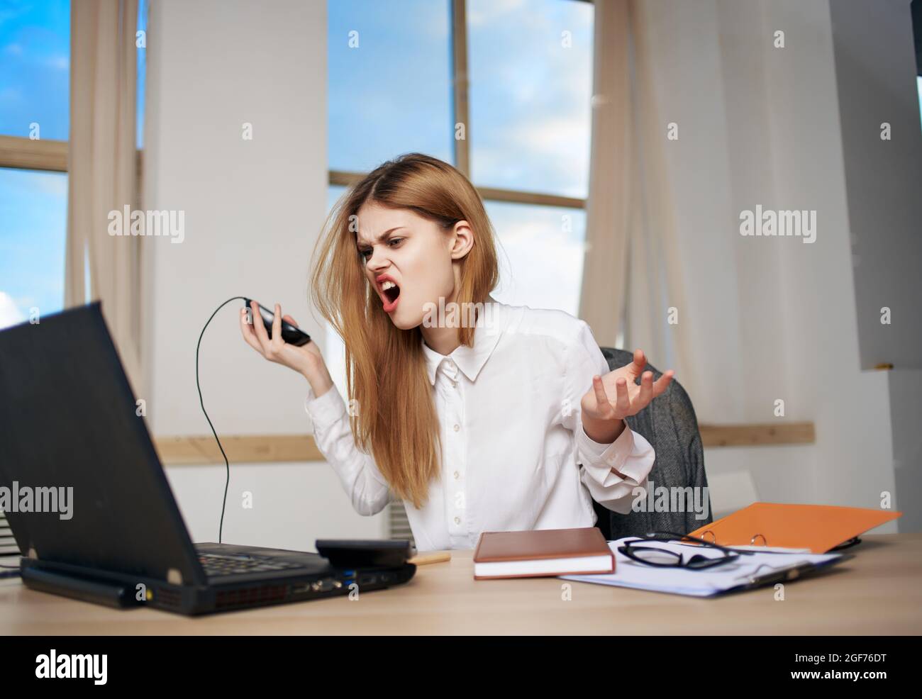 Business woman at work desk office professional secretary Stock Photo ...