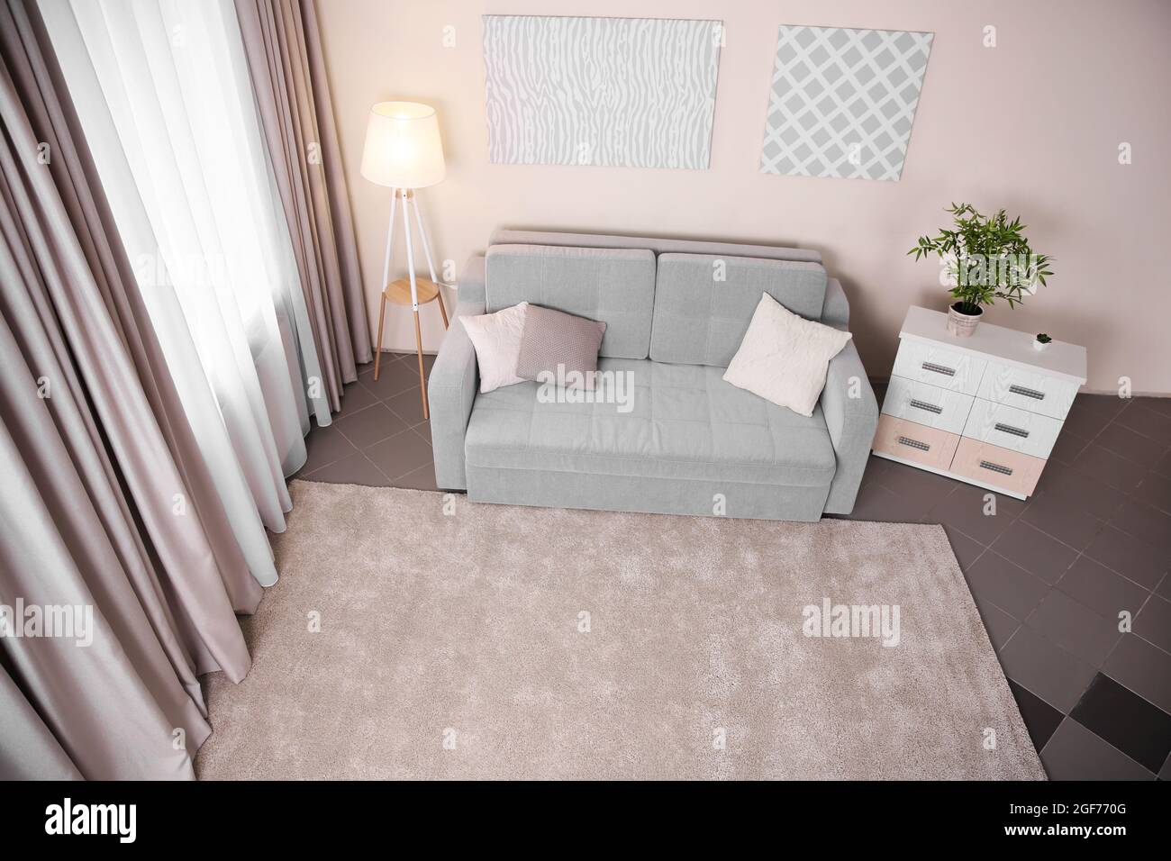 Modern room interior, top view Stock Photo - Alamy