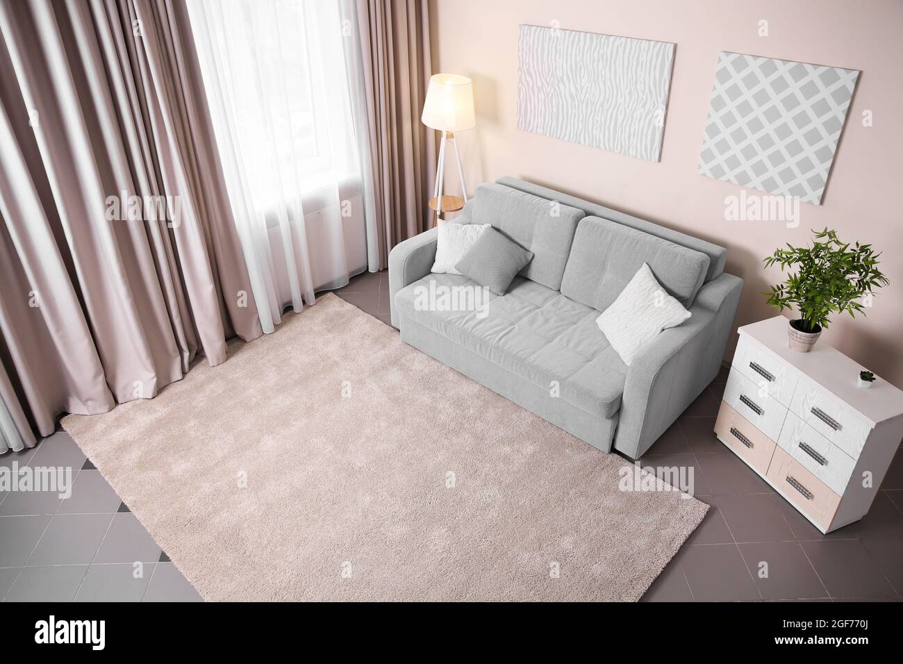 Modern room interior, top view Stock Photo - Alamy
