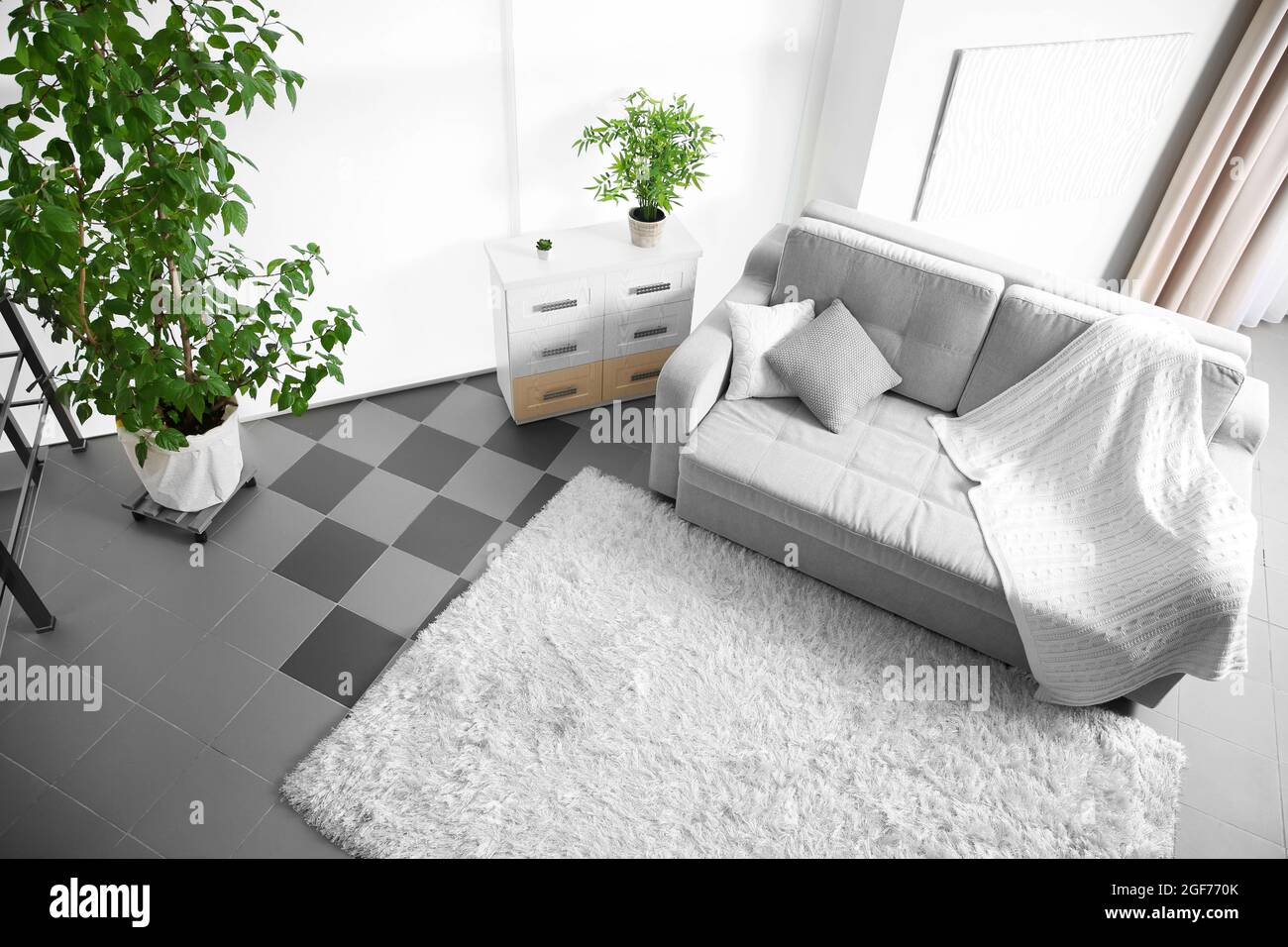 Modern room interior, top view Stock Photo - Alamy