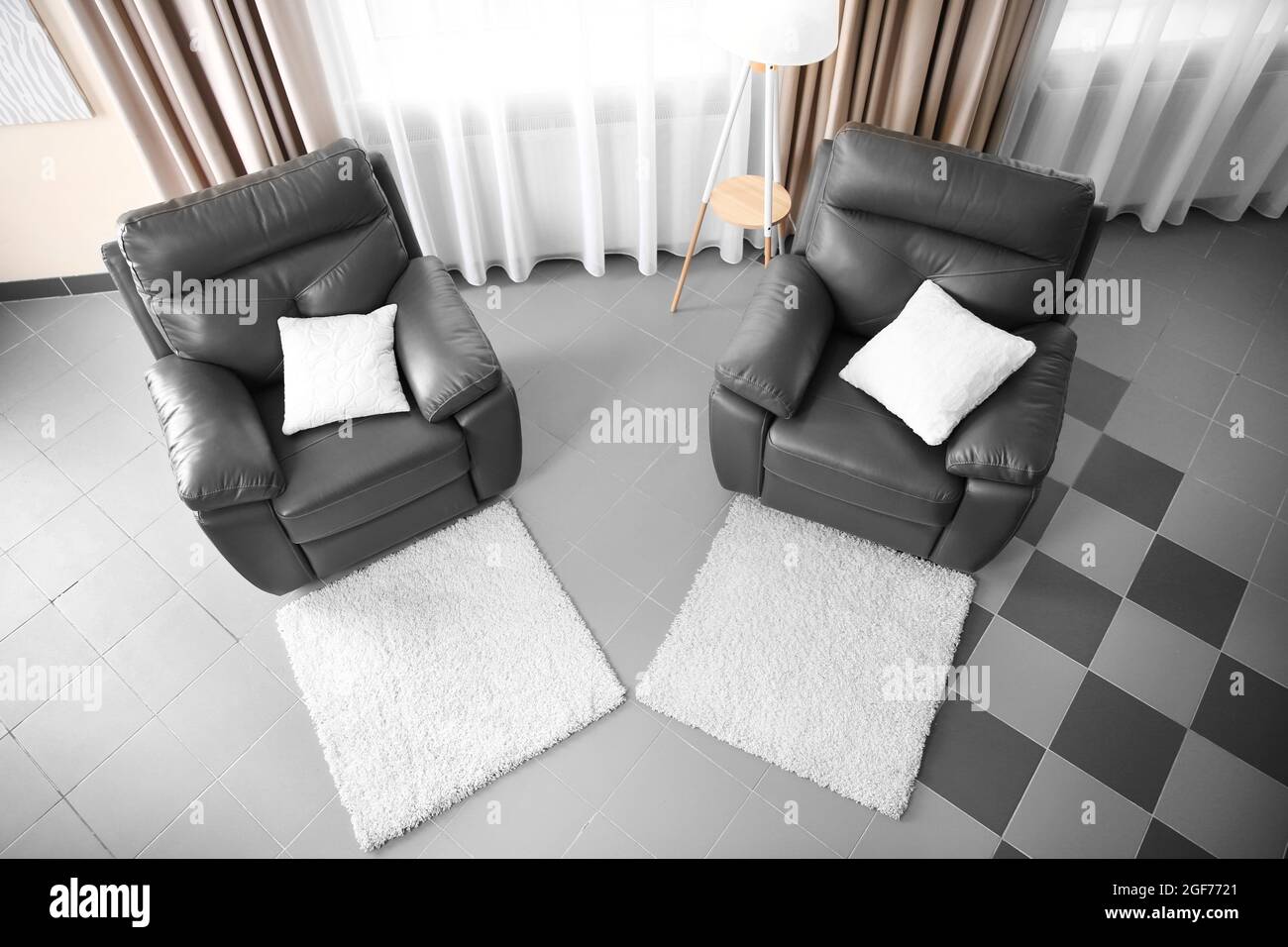 Modern room interior, top view Stock Photo - Alamy