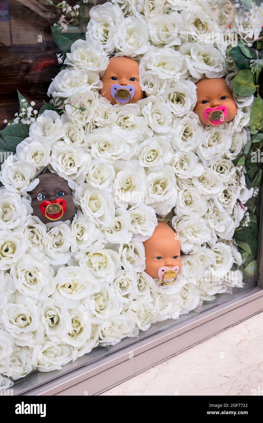 A weird, strange, scary, funny, unusual, unique storefront window ...