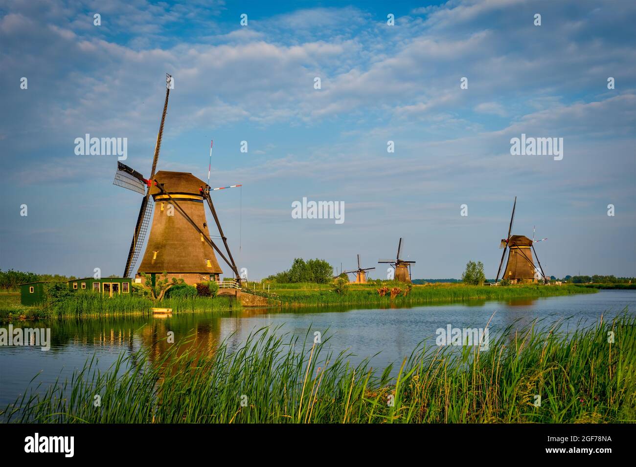 Windmills at Kinderdijk in Holland. Netherlands Stock Photo - Alamy