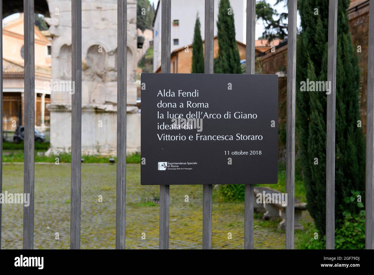 Commemorative plaque for Alda Fendi Foundation for Janus Arch light ...