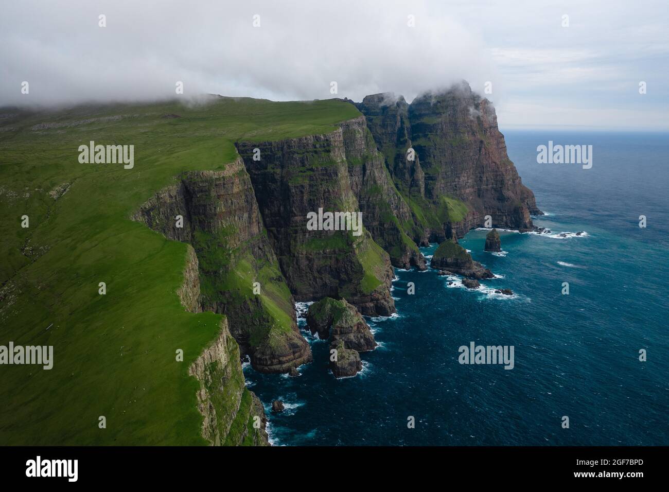 Aerial view, Beinisforo cliff, Suduroy, Faroe Islands Stock Photo - Alamy
