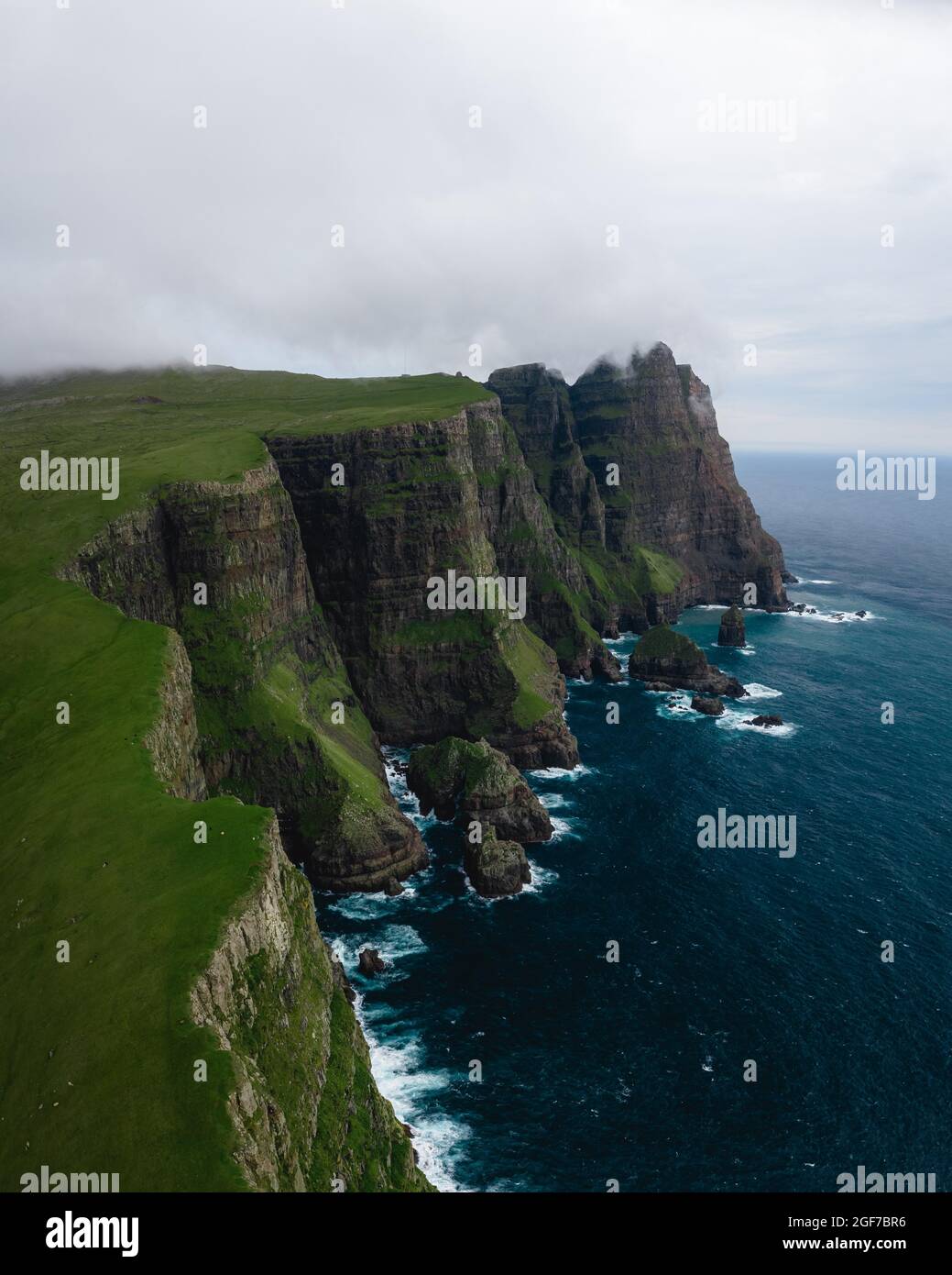 Aerial view, Beinisforo cliff, Suduroy, Faroe Islands Stock Photo - Alamy