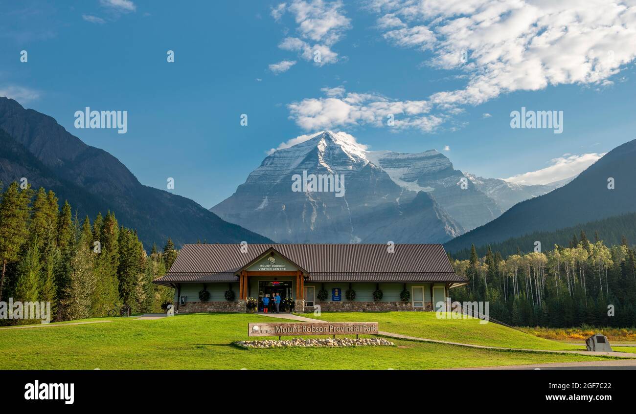 Mount Robson Visitor Centre, back summit of Mount Robson, Mount Robson ...