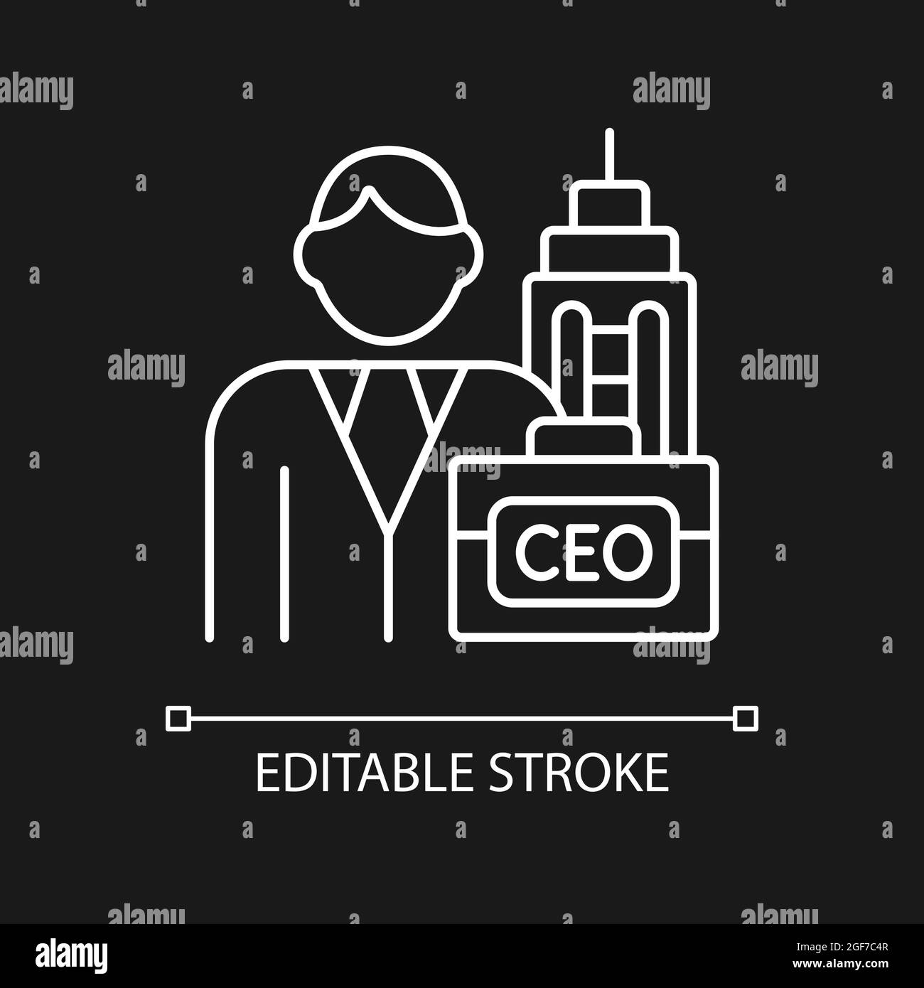 Chief executive white linear icon for dark theme Stock Vector Image ...