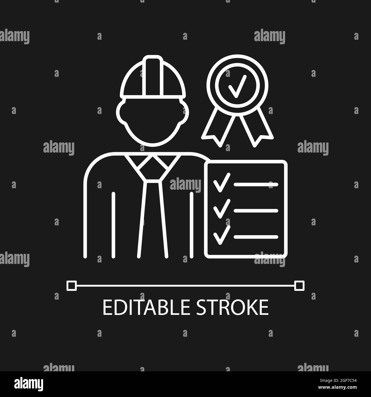 Quality control manager white linear icon for dark theme Stock Vector ...