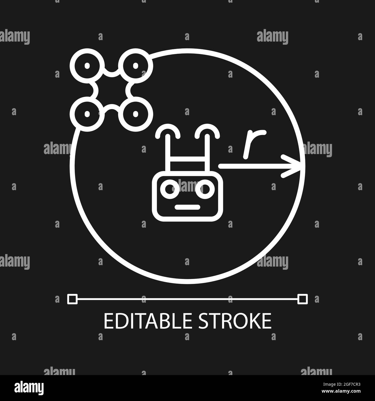 Control flight radius white linear manual label icon for dark theme ...