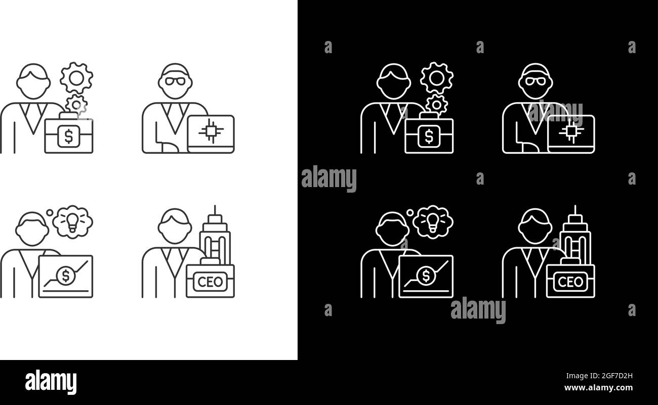 Senior executive roles linear icons set for dark and light mode Stock ...