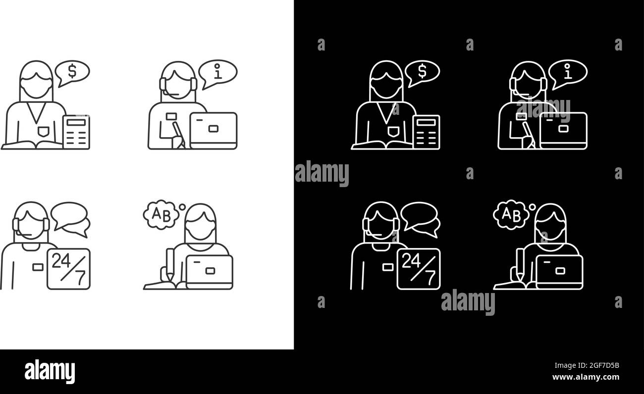 Female assistant linear icons set for dark and light mode Stock Vector ...