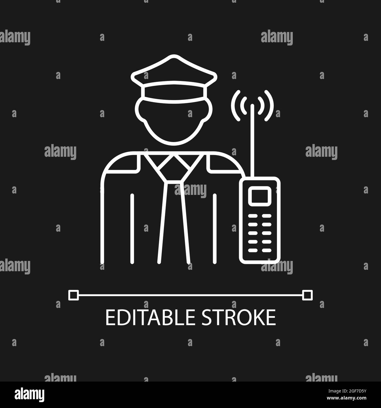 Security guard white linear icon for dark theme Stock Vector Image ...