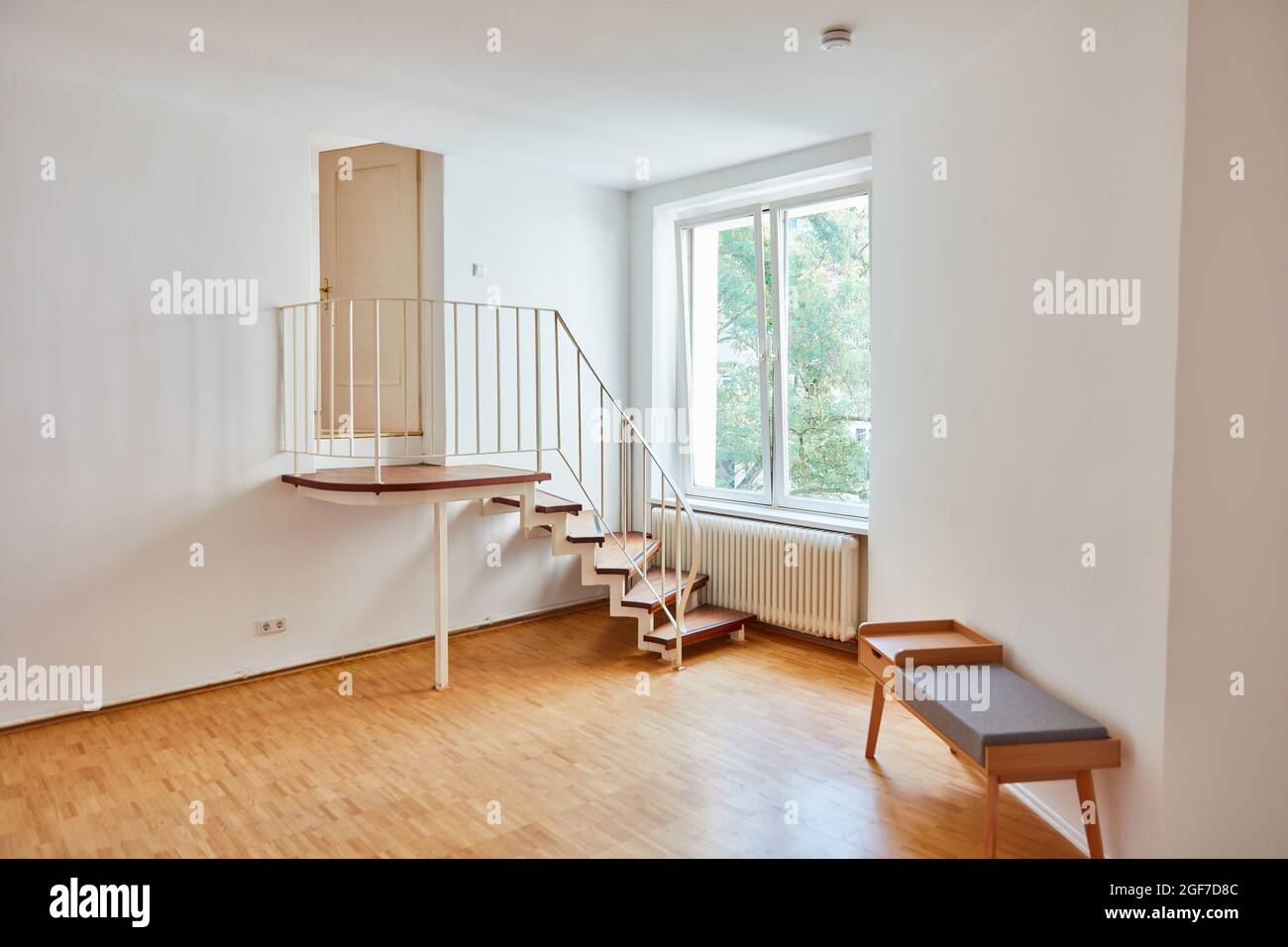 Staircase in the corner to the passage in the Berlin room in an old ...