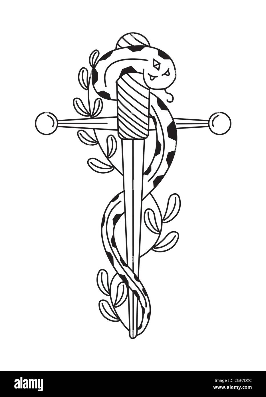 Celestial, mystery sword vector. Esoteric, witch element with snake and ...