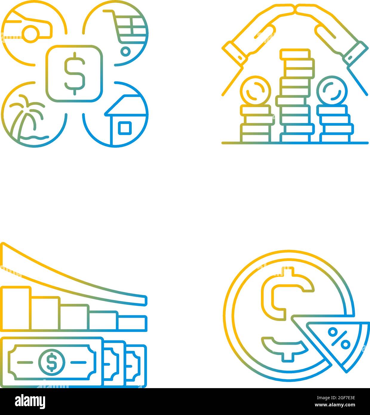 Money spending black gradient linear vector icons set Stock Vector ...