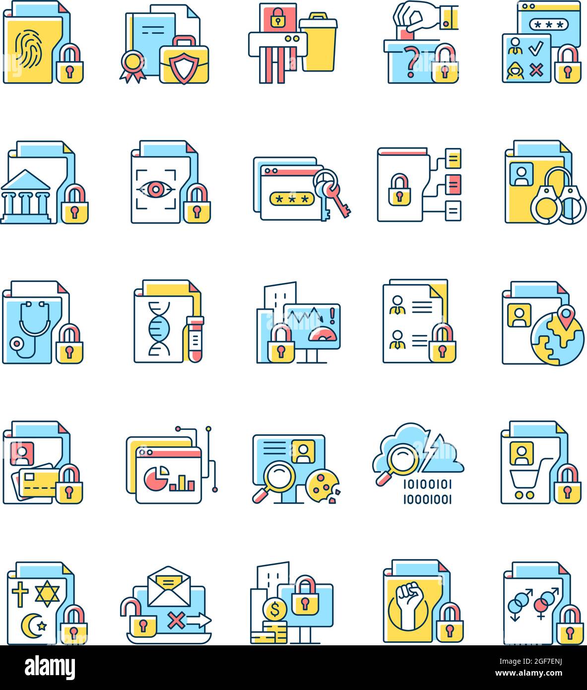 Sensitive information types RGB color icons set Stock Vector Image ...