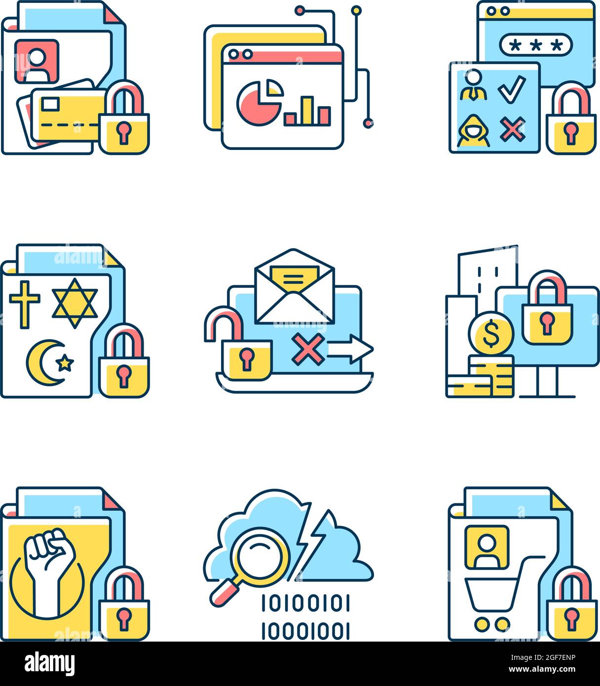 Personal information RGB color icons set Stock Vector Image & Art - Alamy