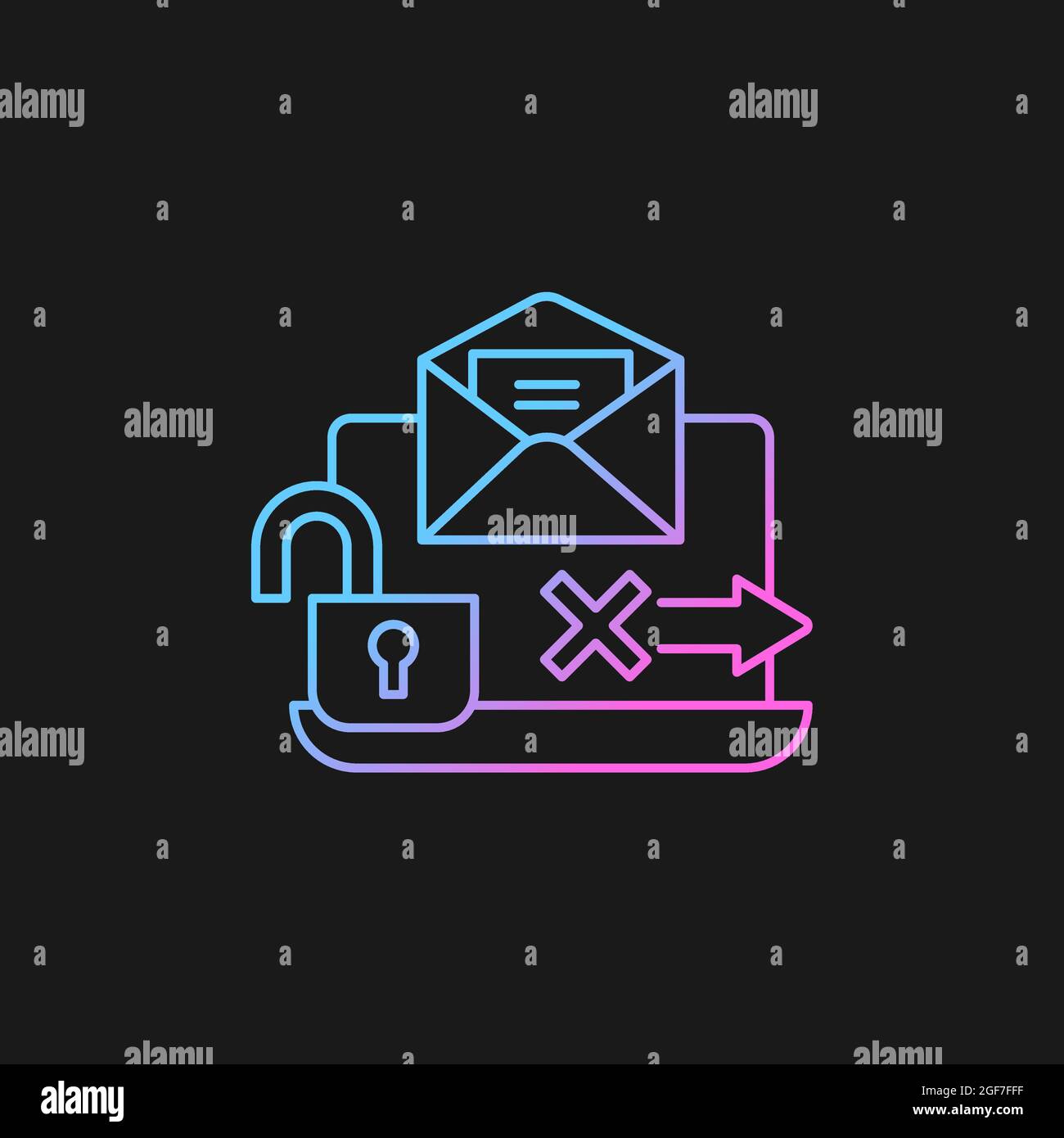 No transmission via email gradient vector icon for dark theme Stock ...