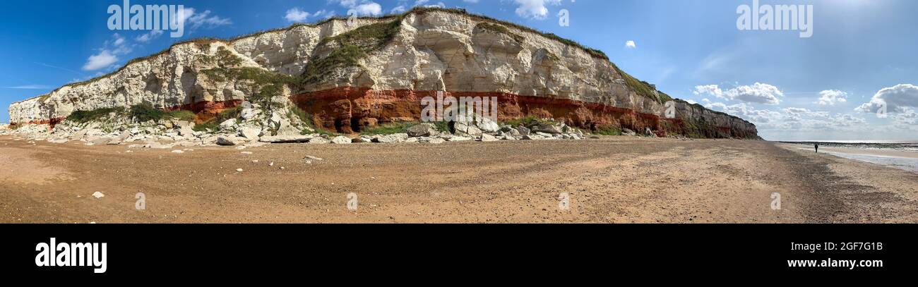 Hunstanton Cliffs Norfolk UK showing geology rock formations and red ...