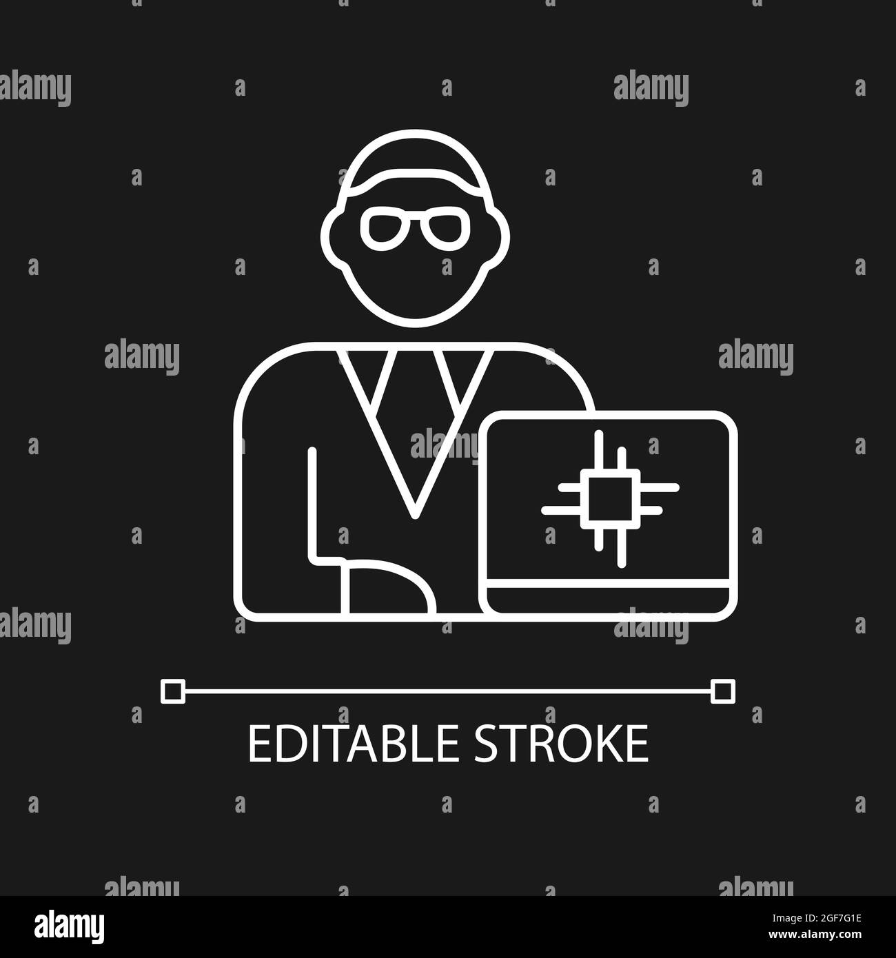 Chief technology officer white linear icon for dark theme Stock Vector ...