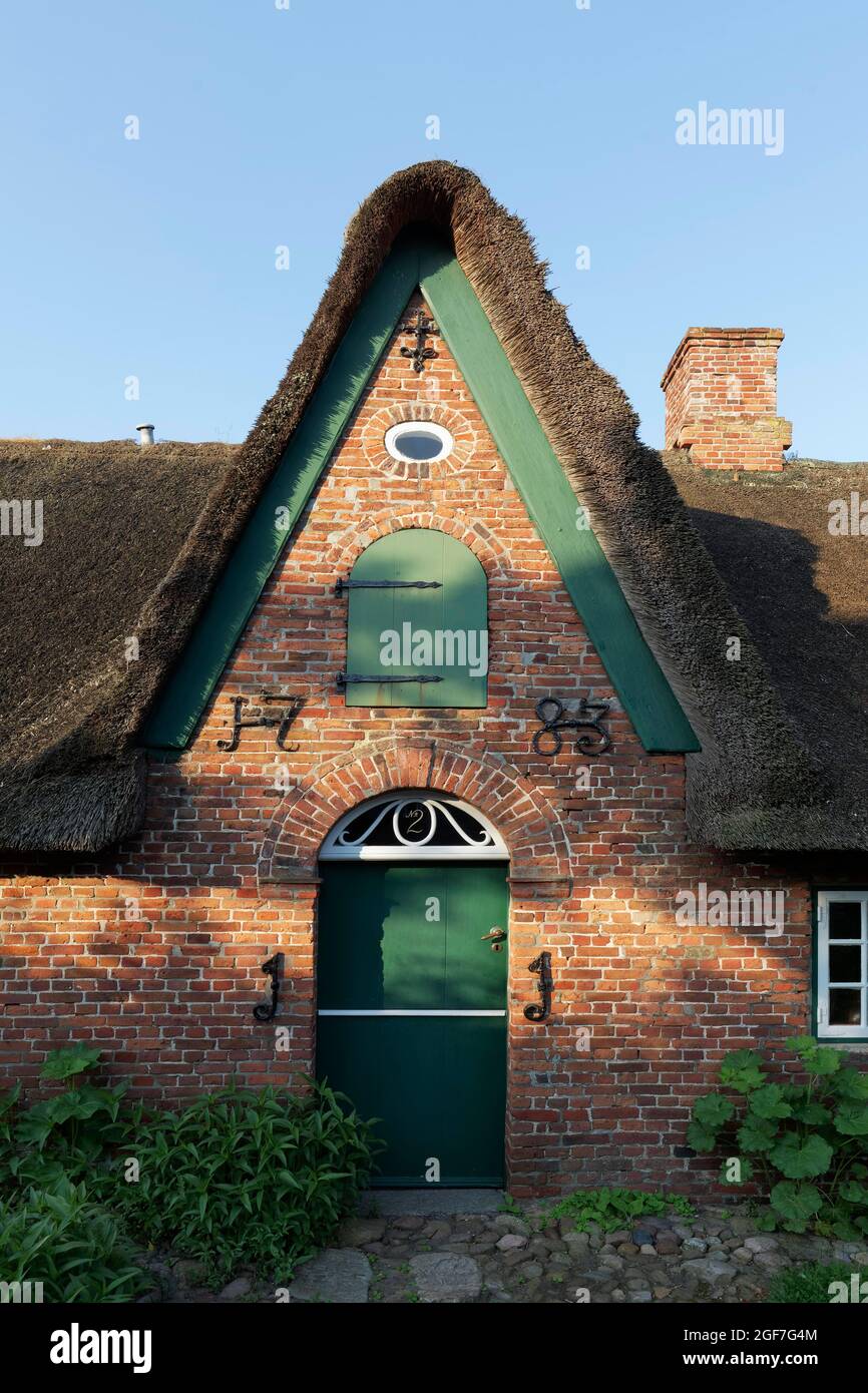 Frisian house from 1783, thatched roof, Keitum on Sylt, East Frisian ...
