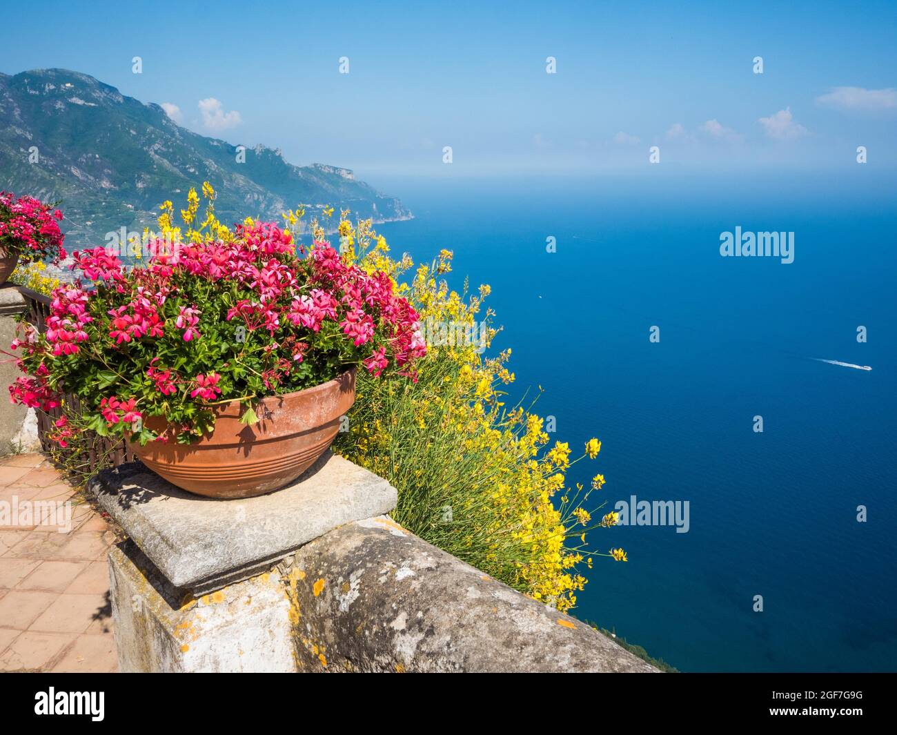 View from the Terrazza dell'Infinito of Villa Cimbrone on the Gulf of ...