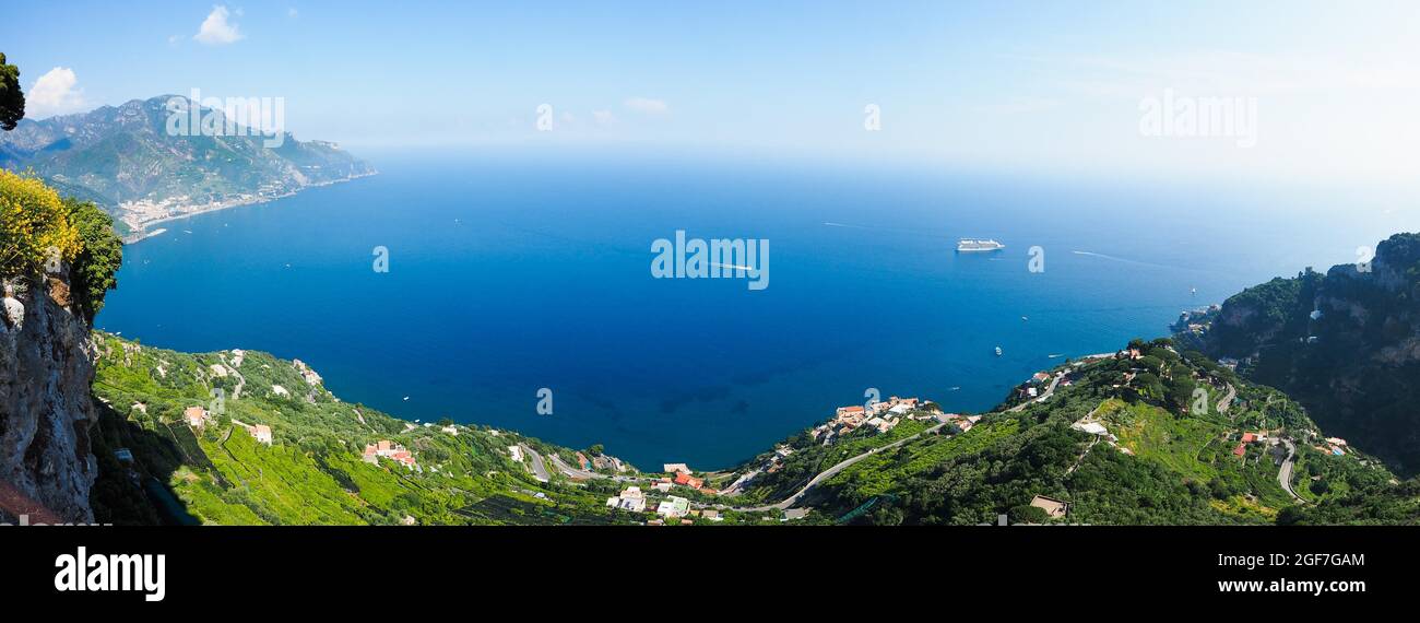 View from the Terrazza dell'Infinito of Villa Cimbrone on the Gulf of ...