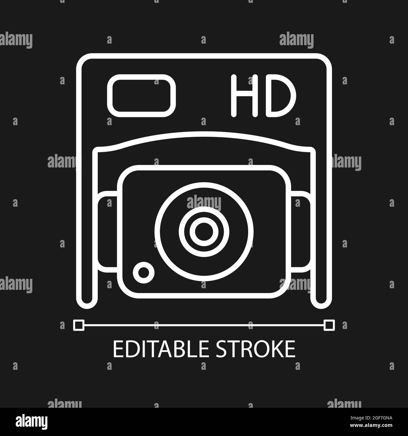 HD bottom camera white linear manual label icon for dark theme Stock ...