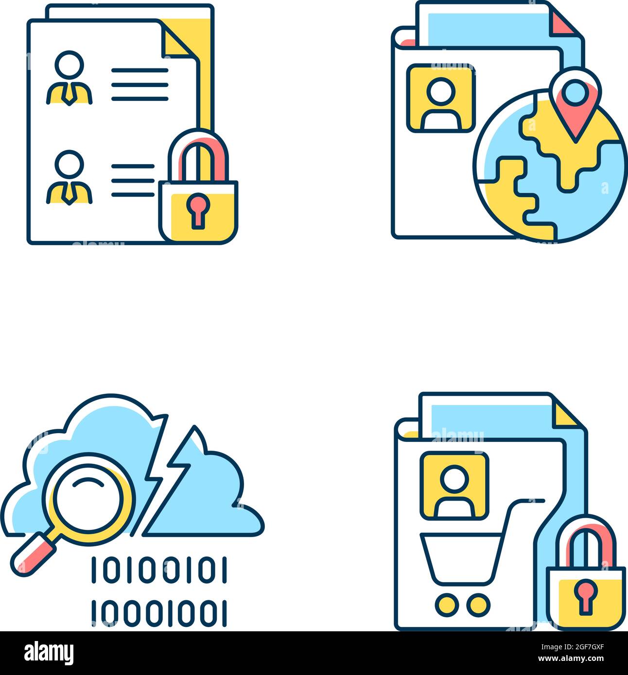 Maintain information security RGB color icons set Stock Vector Image ...