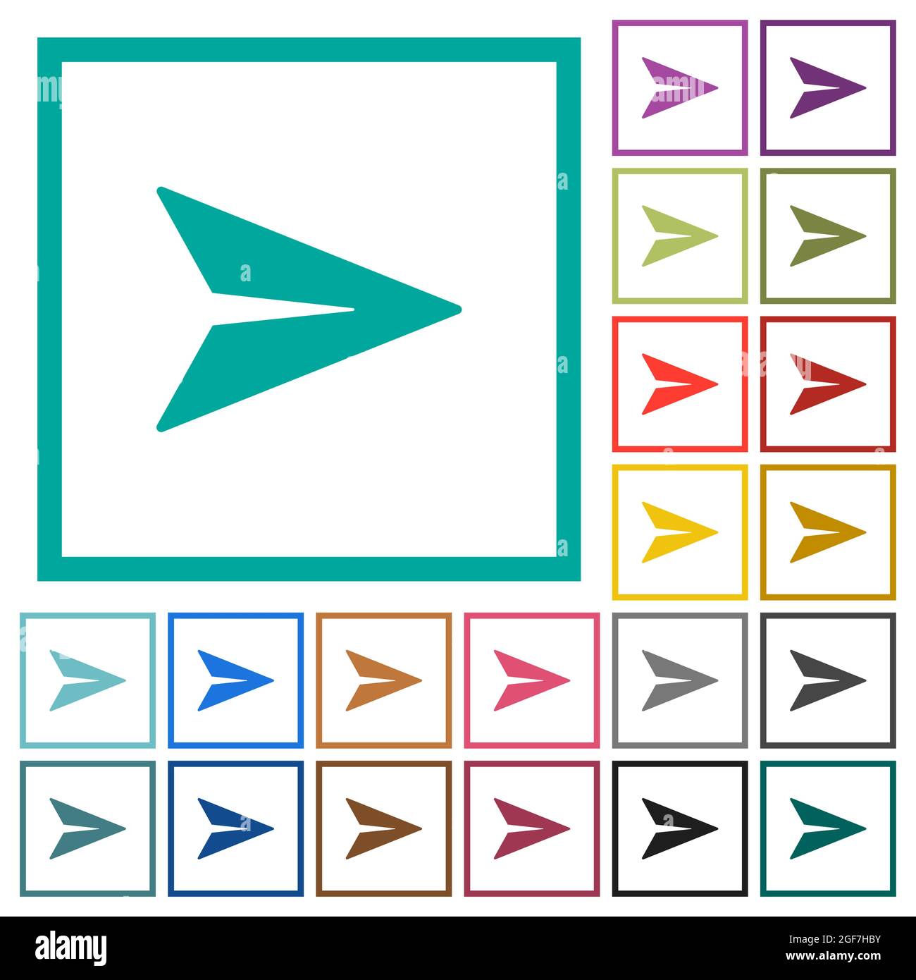 Send message solid flat color icons with quadrant frames on white ...