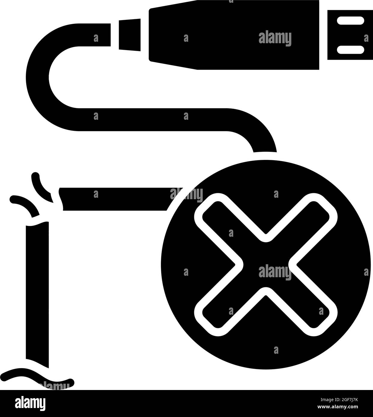 Dont use cracked cable black glyph manual label icon Stock Vector Image ...