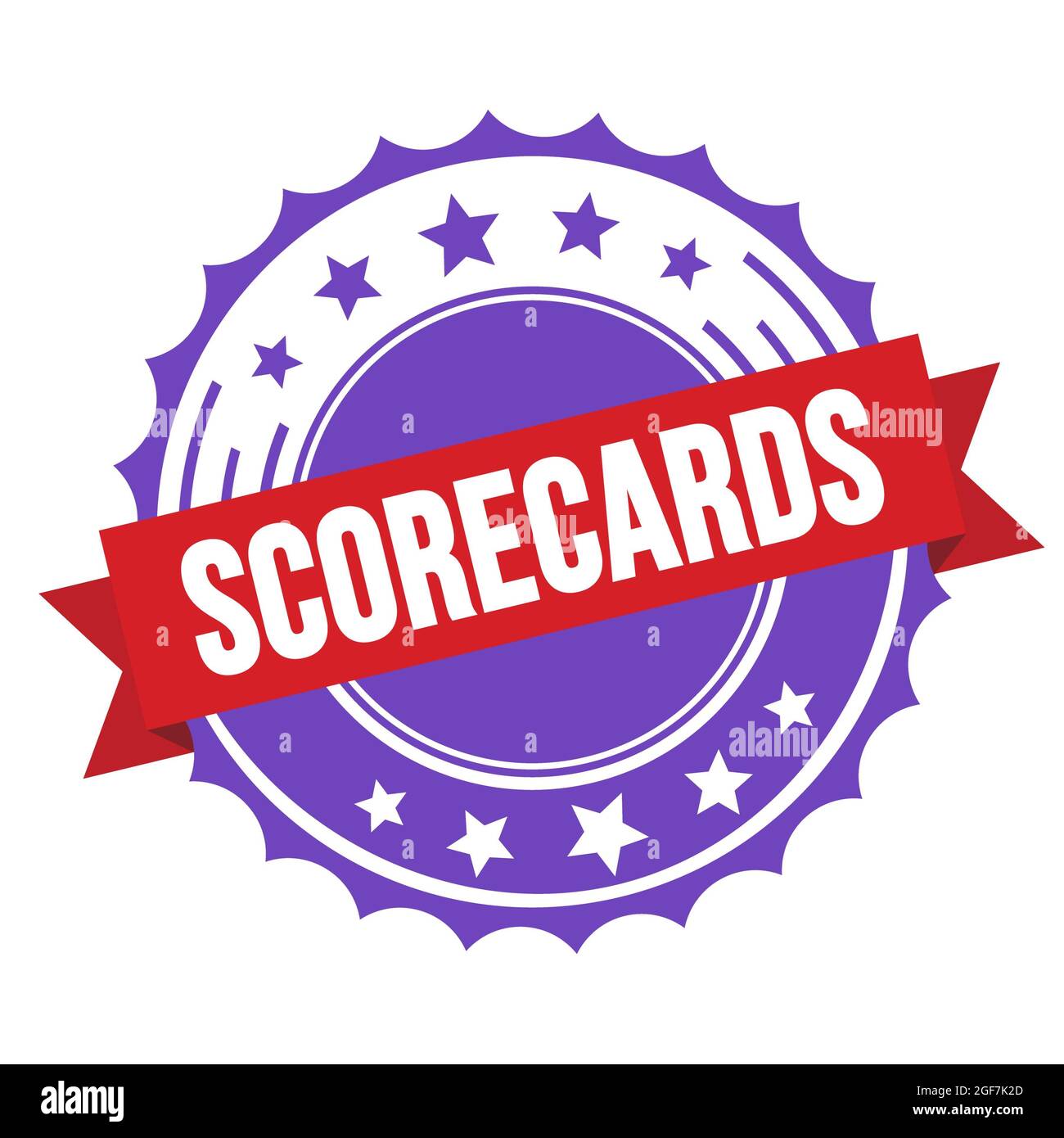 SCORECARDS text on red violet ribbon badge stamp Stock Photo - Alamy