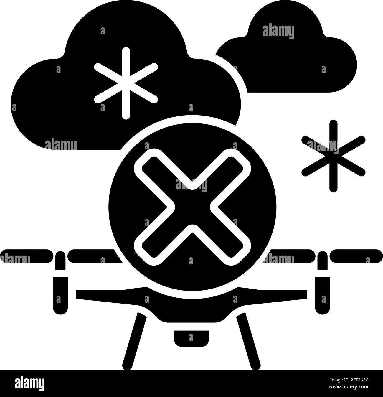 Dont fly when heavy snow black glyph manual label icon Stock Vector ...