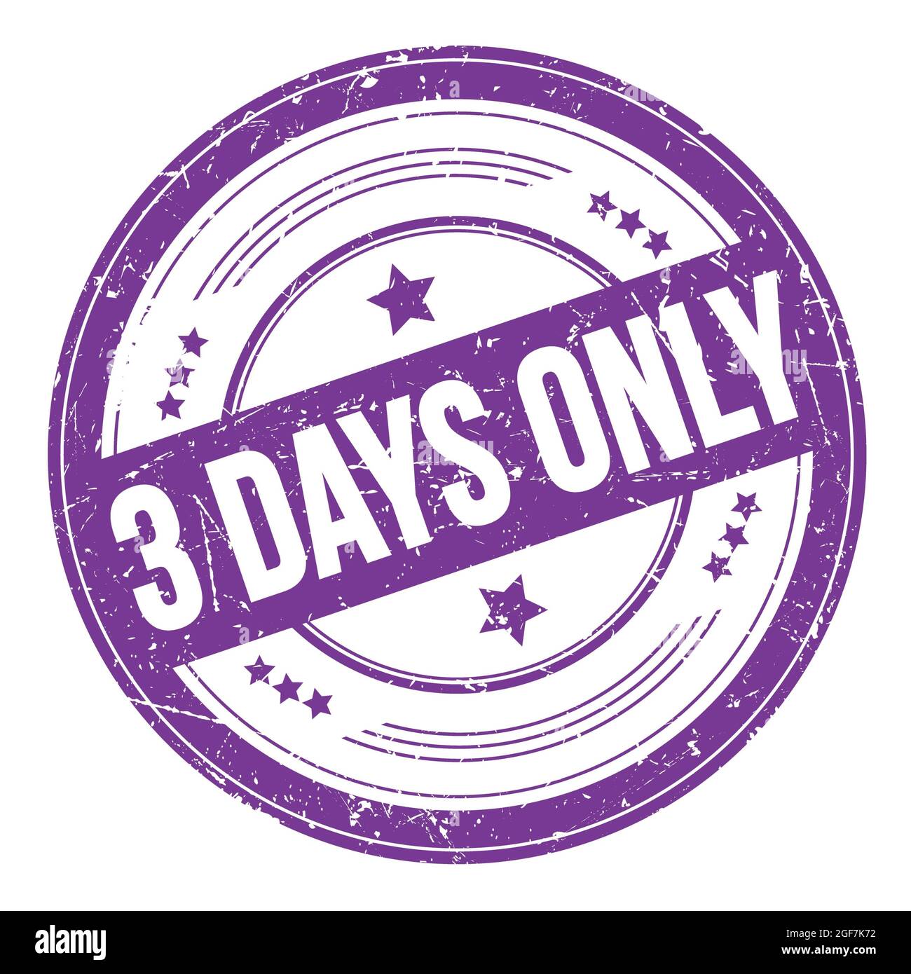 3 DAYS ONLY text on violet indigo round grungy texture stamp Stock ...