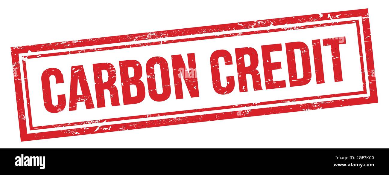 CARBON CREDIT words written on red rectangle stamp sign Stock Photo - Alamy