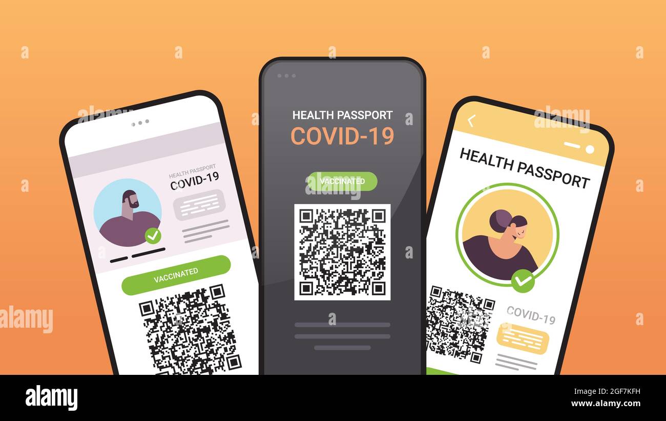 digital immunity passports with qr code on smartphone screens risk free ...