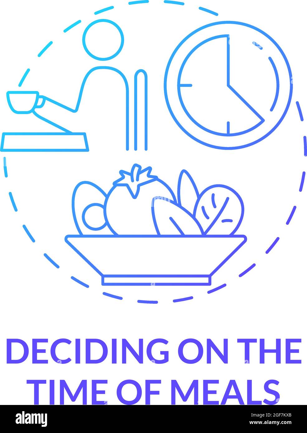 Deciding on time of meals blue gradient concept icon Stock Vector Image ...