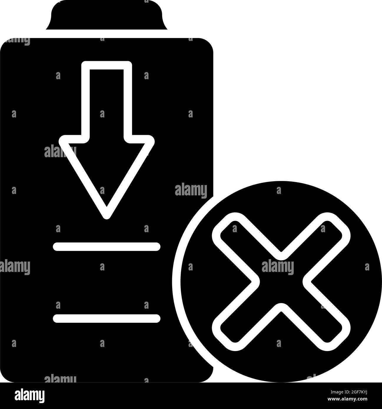 Dont fully drain batteries black glyph manual label icon Stock Vector ...