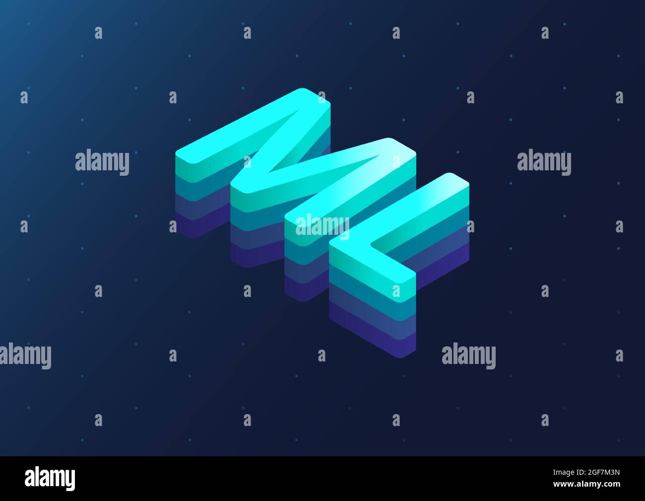 Ml 3d Isometric Text Machine Learning Concept As Vector Illustration